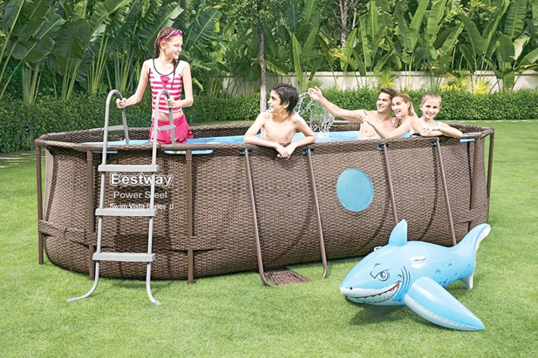 Bestway Power Steel Frame Pool 427 x 250 x 100 cm - Oval - Set incl. Filterpumpe | Poolpanda