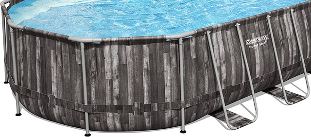 Bestway Power Steel Frame Pool - 610 x 366 x 122 cm - Oval - Holzoptik ...